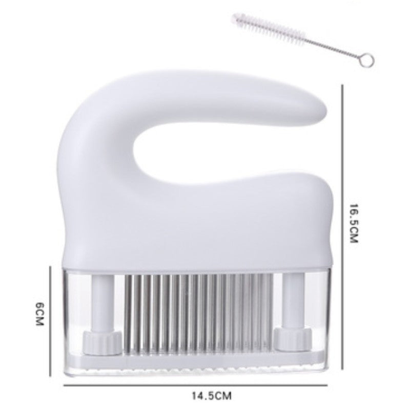 48-pin Stainless Steel Meat Tenderizer, with Cleaning Brush, Comfortab ...