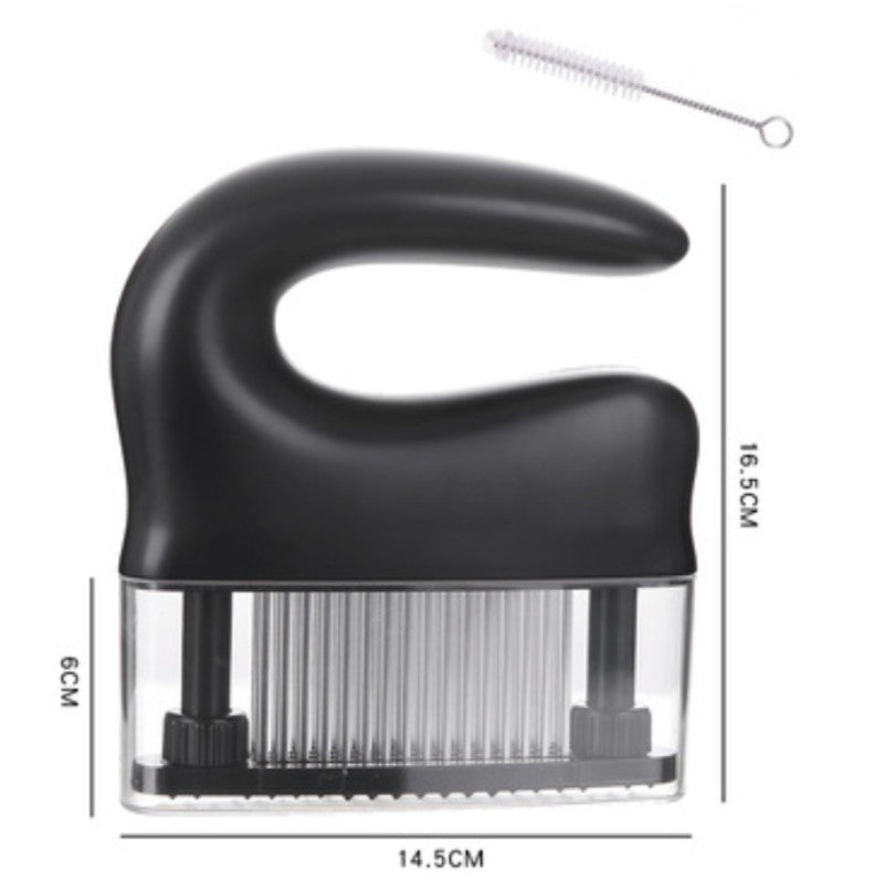 48-pin Stainless Steel Meat Tenderizer, with Cleaning Brush, Comfortab ...
