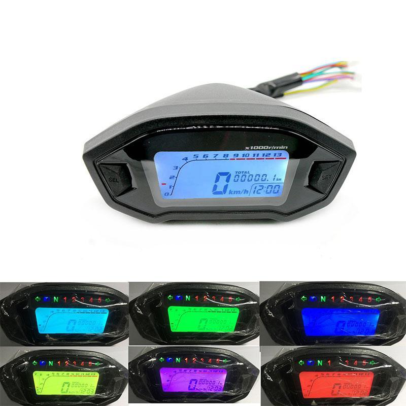 Universal Digital Motorcycle Speedometer, Odometer RPM Speed Fuel Gaug ...